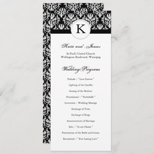 Classy Black and White Wedding Program | Zazzle