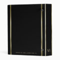 Classy Black Background Gold Stripe Mini Binder | Zazzle