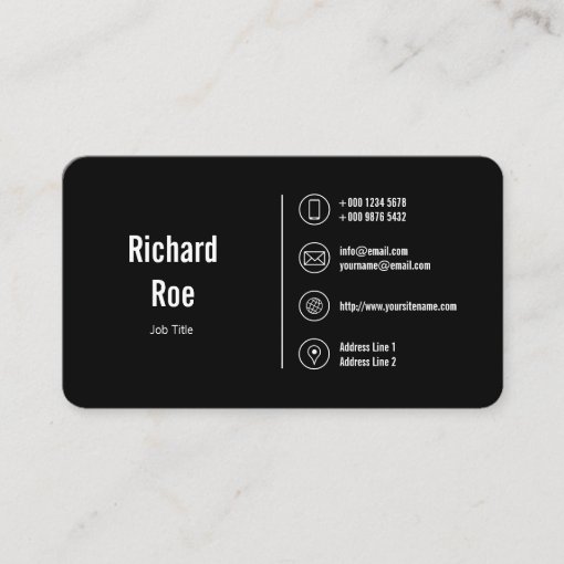 Classy Black Business Icons Logo Business Card | Zazzle