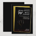 Classy Black Gold Glitter 70th Birthday Invitation | Zazzle