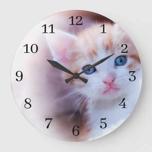 Classy Black Numbers Family Photo Large Clock | Zazzle