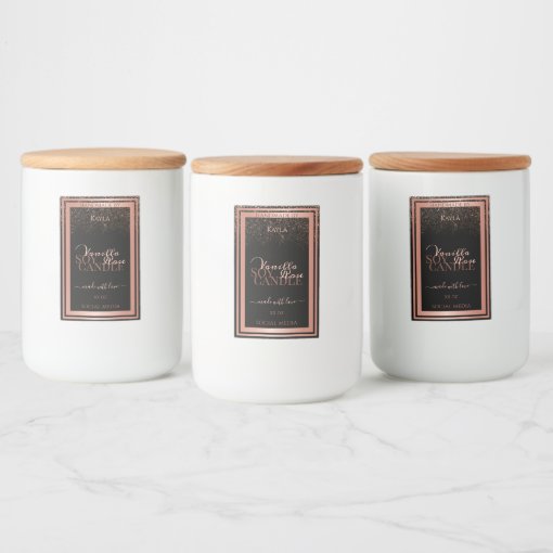 Classy Black Product Packaging Labels Rose Gold | Zazzle
