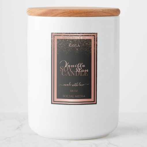 Classy Black Product Packaging Labels Rose Gold | Zazzle