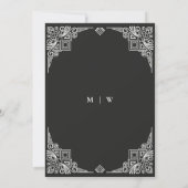 Classy Black White Art Deco Ornate Engagement Invitation | Zazzle