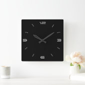 Classy Black with White Numerals> Square Clocks | Zazzle