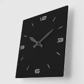 Classy Black with White Numerals> Square Clocks | Zazzle