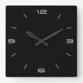 Classy Black with White Numerals> Square Clocks | Zazzle