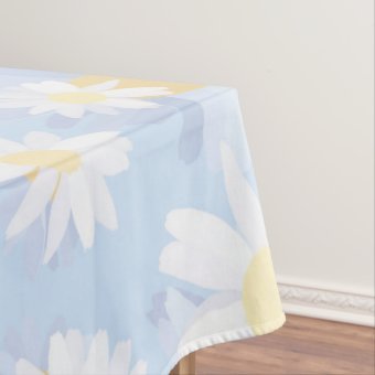 Classy Blue White Daisy Flowers Tablecloth | Zazzle