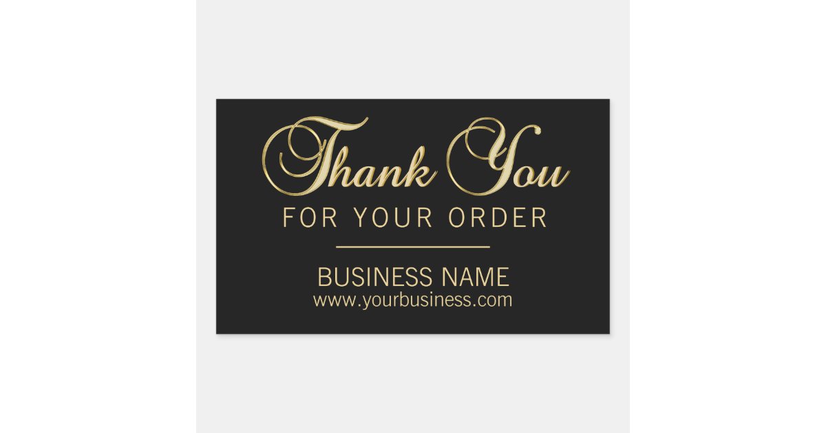 Classy Business Professional Thank You Gold Black Rectangular Sticker ...