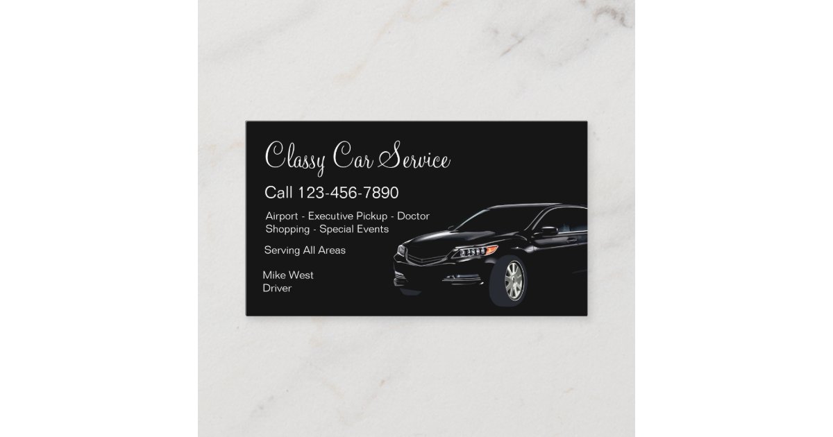 Classy Car Service Or Uber Driver Business Card | Zazzle