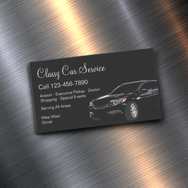 Classy Car Service Or Uber Driver Business Card Magnet | Zazzle