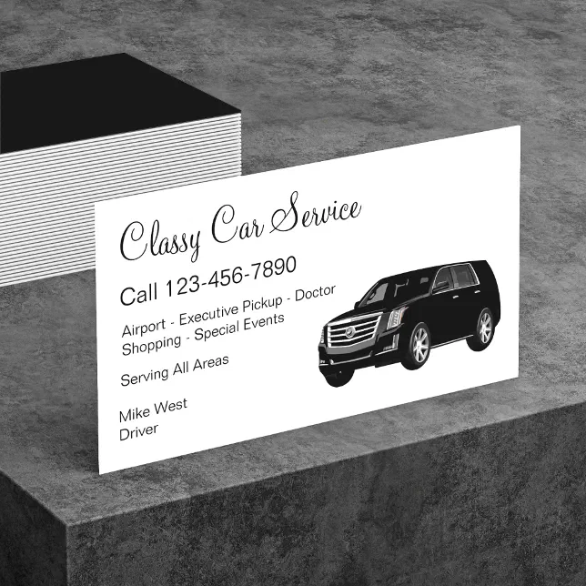 Classy Car Service Or Uber Driver Theme Business Card | Zazzle