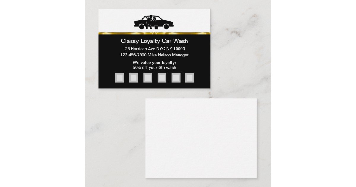 Classy Car Wash Customer Loyalty Rewards Cards | Zazzle