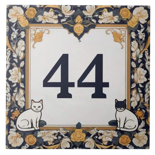 Classy Cat Custom House Number Plate Sign Plaque Ceramic Tile | Zazzle