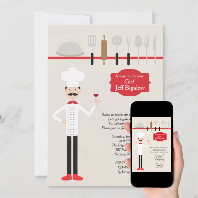 Classy Chef Graduation Invitation | Zazzle