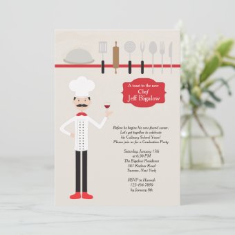 Classy Chef Graduation Invitation | Zazzle