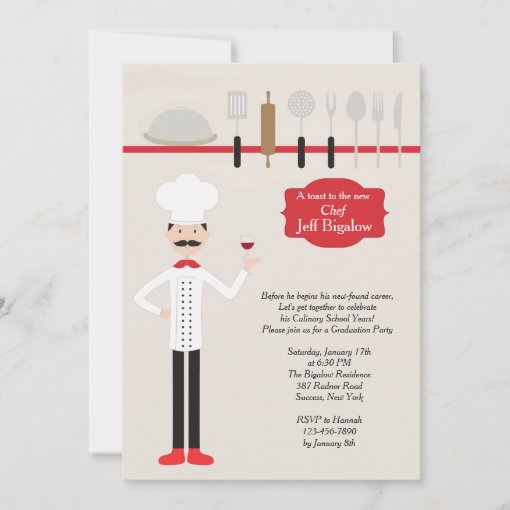 Classy Chef Graduation Invitation | Zazzle