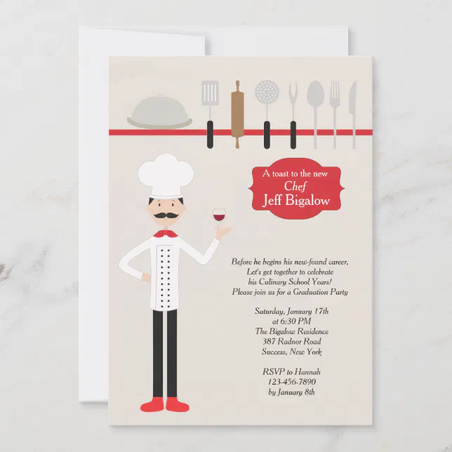 Classy Chef Graduation Invitation | Zazzle