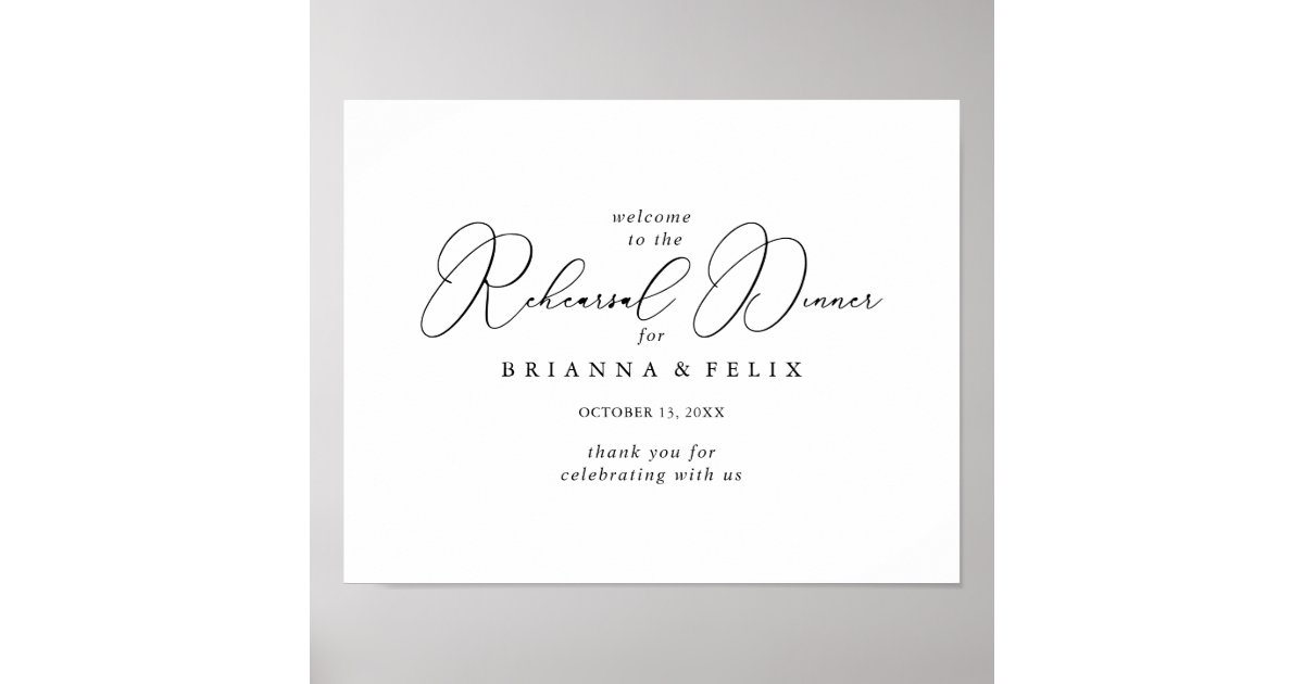 Classy Chic Minimalist Rehearsal Dinner Welcome Poster | Zazzle