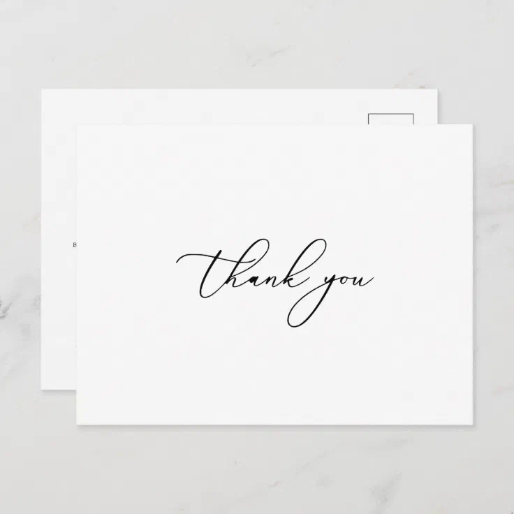 Classy Chic Minimalist Thank You Postcard | Zazzle