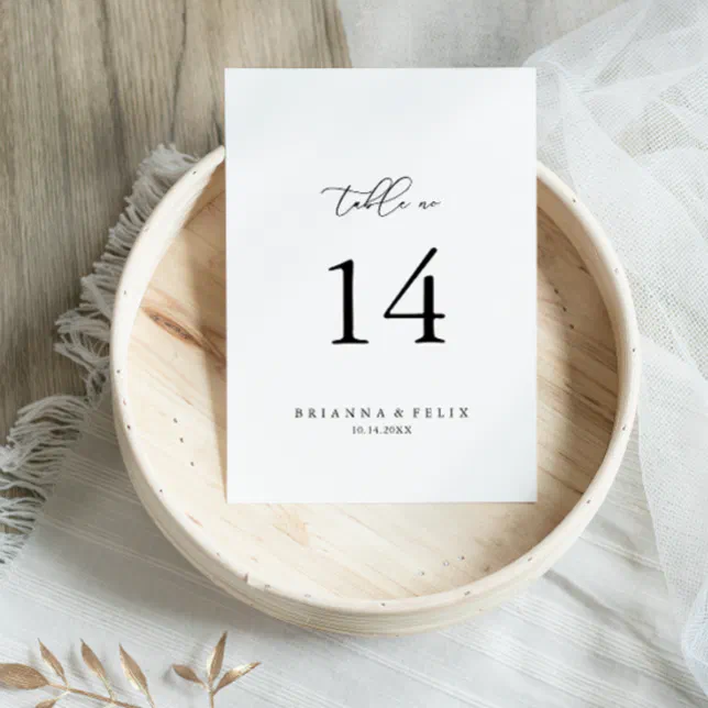 Classy Chic Minimalist Wedding Table Number | Zazzle