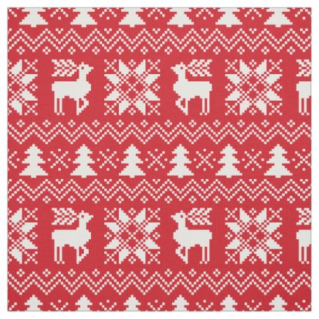 POSH POINSETTIAS Red Christmas Pattern Fabric | Zazzle