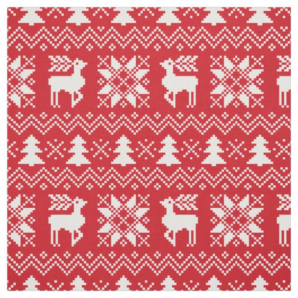 POSH POINSETTIAS Red Christmas Pattern Fabric | Zazzle