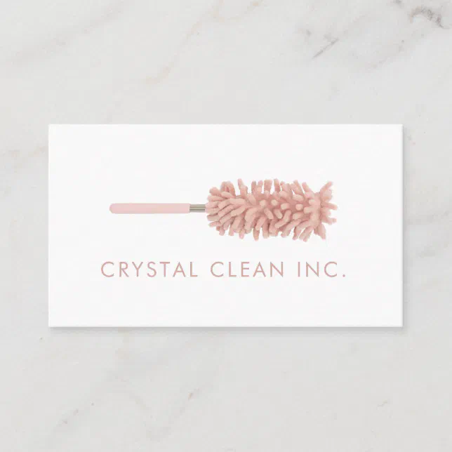 Classy Cleaning Service Duster Blush White Business Card | Zazzle