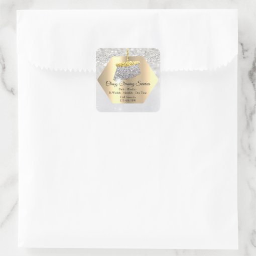 Classy Cleaning Services Maid Housekeeper Silver Square Sticker | Zazzle