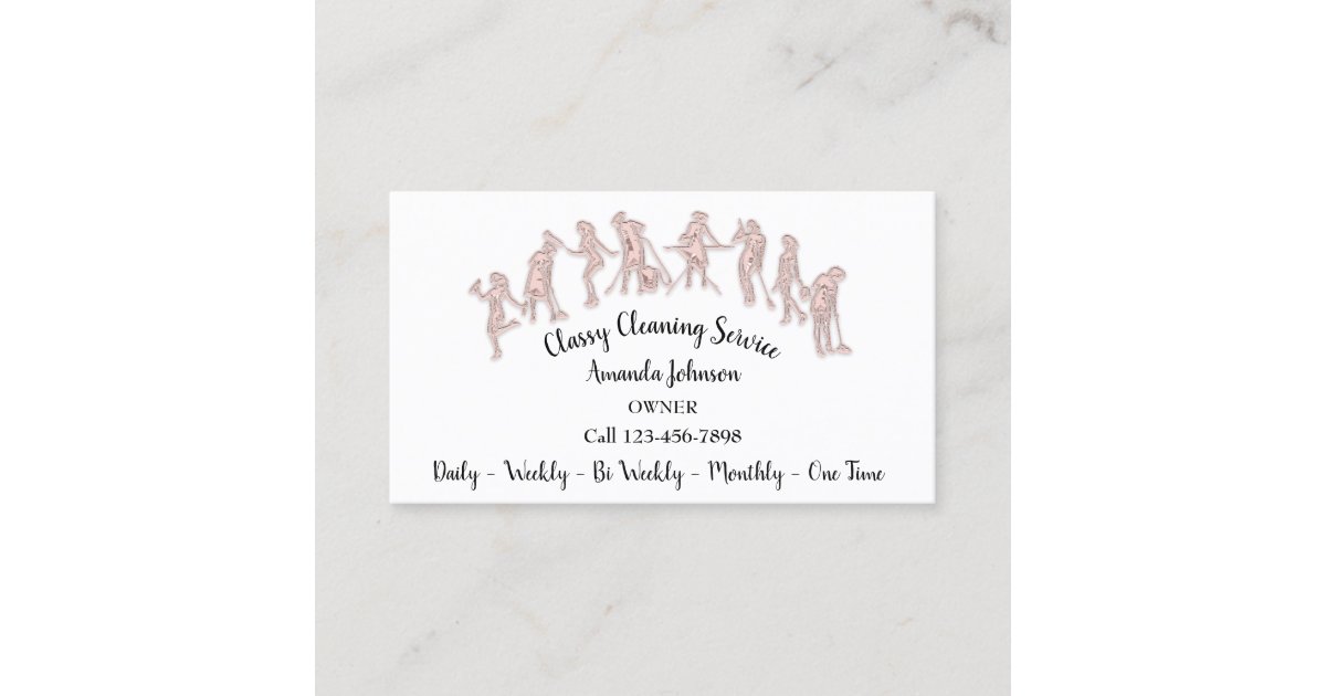 Classy Cleaning Services Rose Logo Maid White Glam Business Card | Zazzle