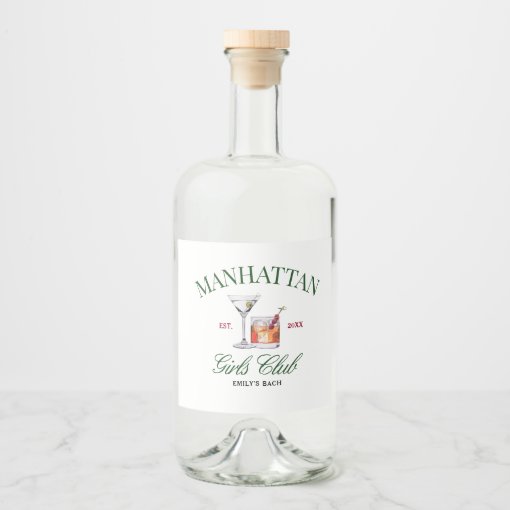 Classy Cocktails Green & Red Girl's Club Liquor Bottle Label | Zazzle