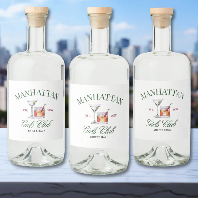 Classy Cocktails Green & Red Girl's Club Liquor Bottle Label | Zazzle