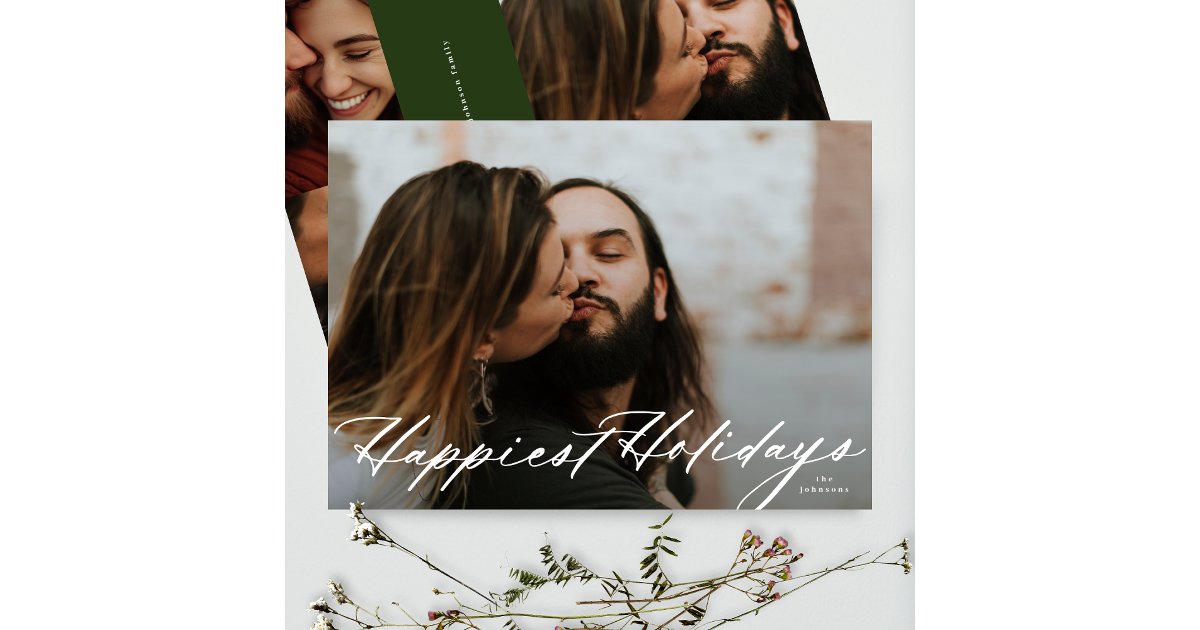 Classy Collage Family Photo Happiest Holiday card | Zazzle