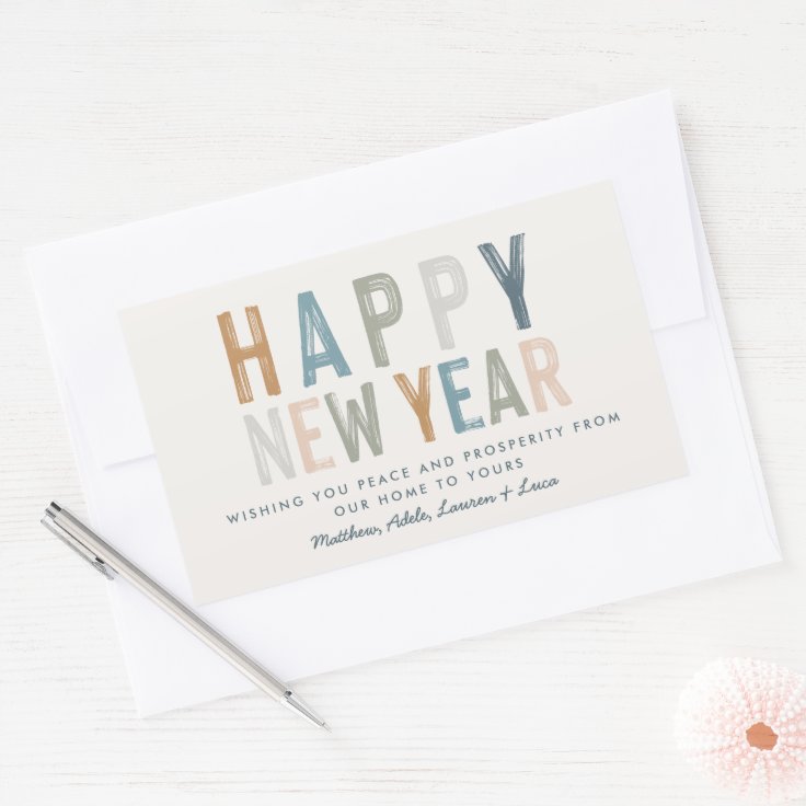 Classy colorful new years rectangular sticker | Zazzle