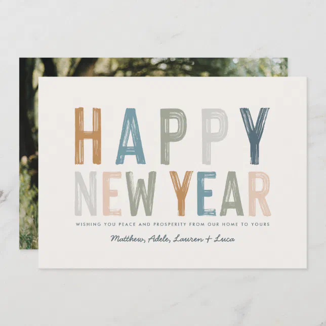 Classy colorful photo new years card | Zazzle