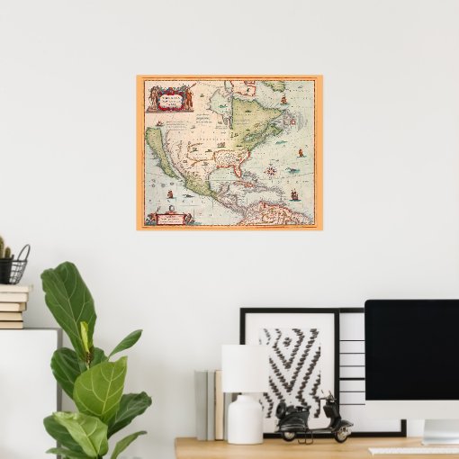 Classy Colorful Vintage Pictorial Map of America Poster | Zazzle