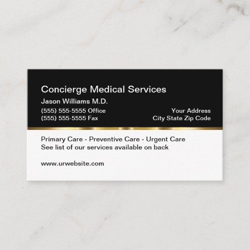 Classy Concierge Medical Sevices Business Card | Zazzle