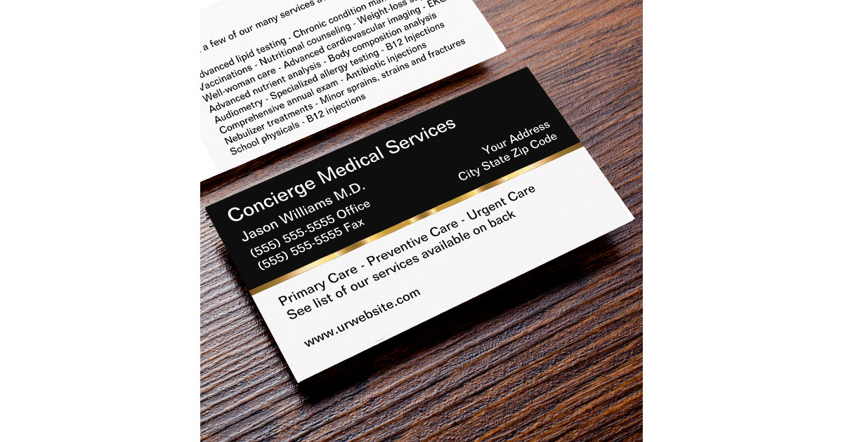 Classy Concierge Medical Sevices Business Card | Zazzle