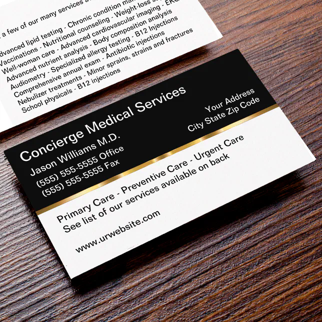 Classy Concierge Medical Sevices Business Card | Zazzle