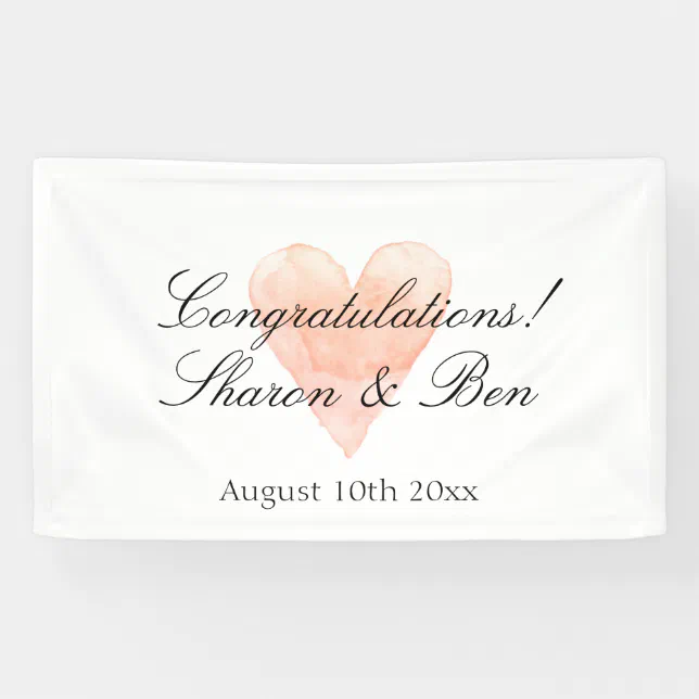 Classy congratulations wedding banner with heart | Zazzle