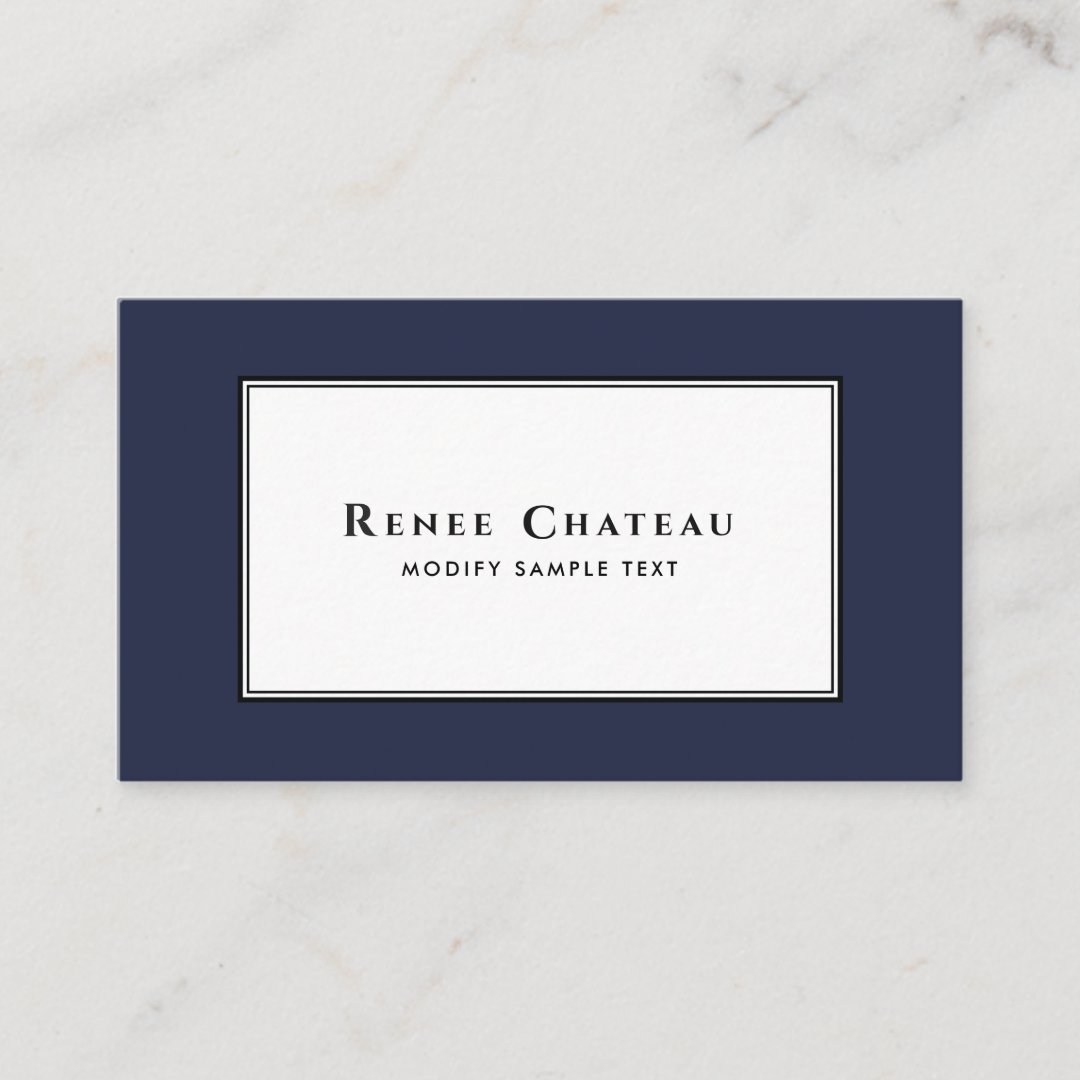 Classy Conservative Elegant Navy Blue Professional Business Card | Zazzle