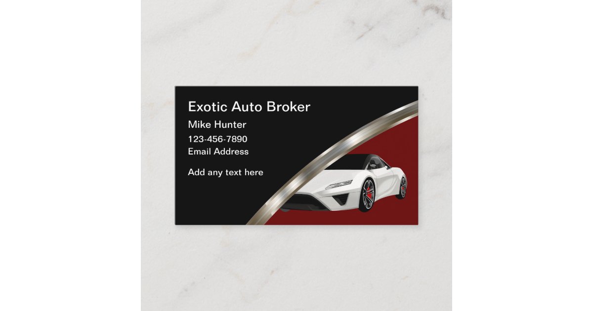 Classy Cool Auto Broker Exotic Car Businesscards Business Card | Zazzle
