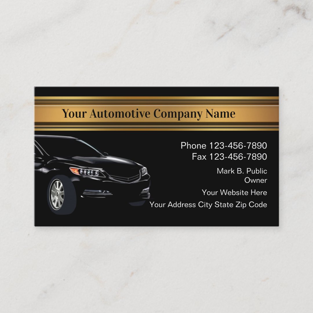 Classy Cool Automotive Business Cards Template | Zazzle