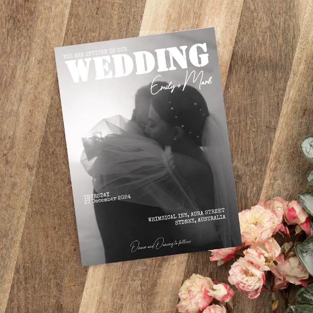 Classy Custom Magazine Style Wedding invitation | Zazzle