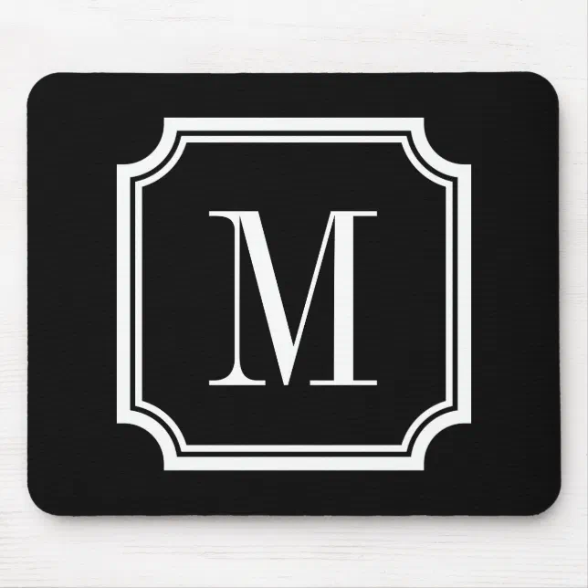 Classy custom monogram mouse pad | Black and white | Zazzle