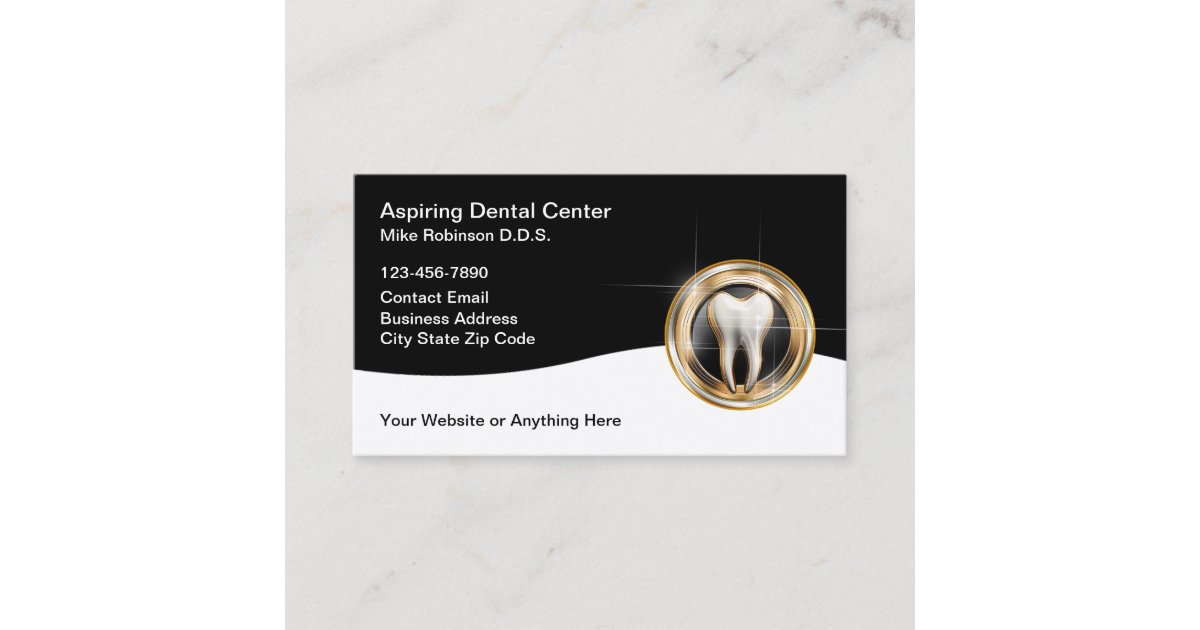 Classy Dentist Office Modern Tooth Emblem Business Card | Zazzle
