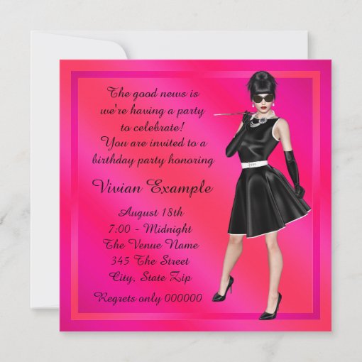 Classy Diva Hot Pink Birthday Party Invitation | Zazzle