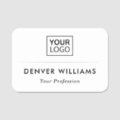 Classy divider custom logo elegant white name tag | Zazzle