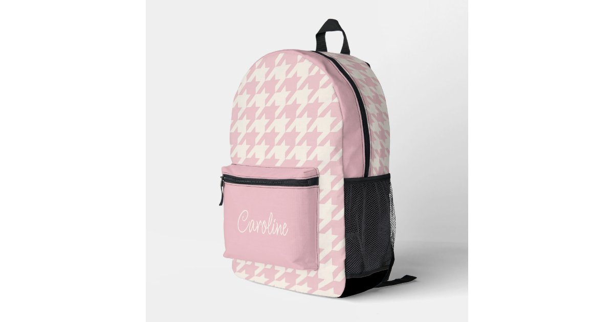 Classy Dusty Rose Blush Pink Houndstooth Pattern Printed Backpack | Zazzle