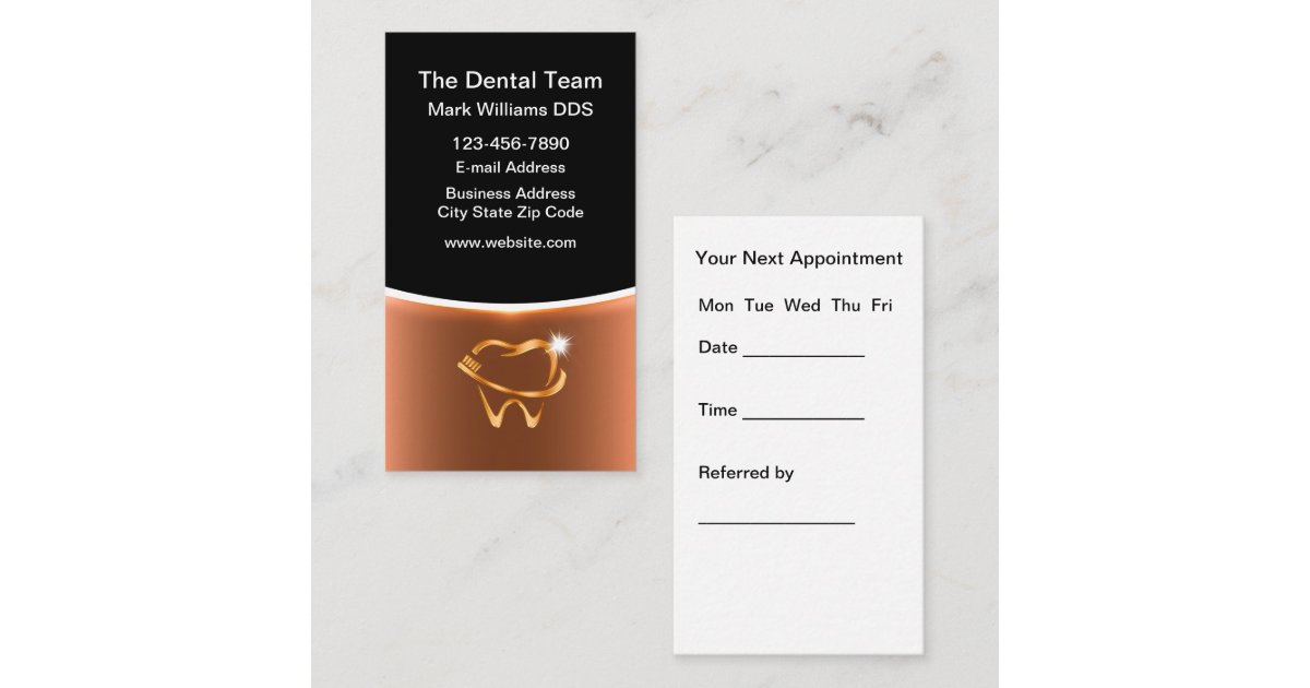 Classy Editable Dentist Appointment Business Cards | Zazzle
